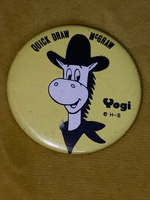 QUICK DRAW MCGRAW HANNA BARBERA Series YOGI Vintage button badge 32mm ...