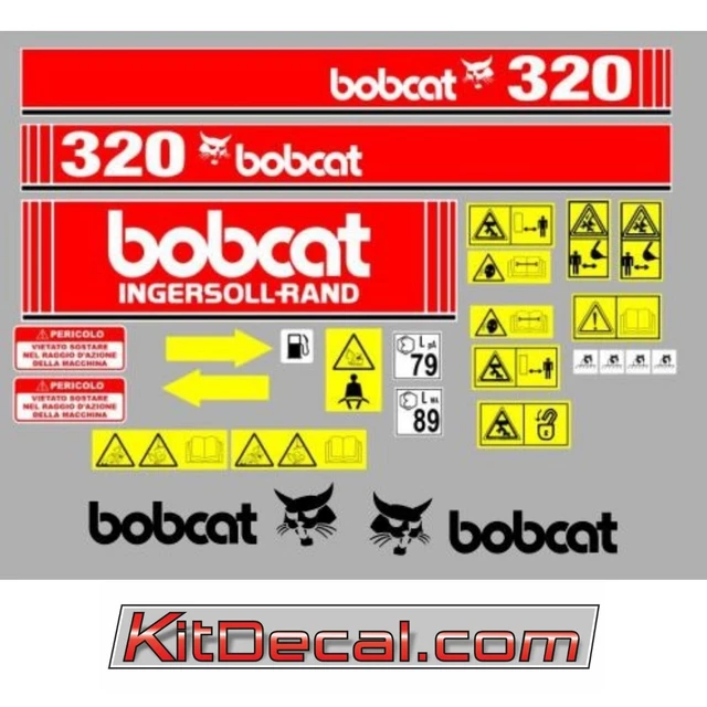SET STICKERS DECALS Stickers Spare Parts Miniescavatore Bobcat 320 Mini ...