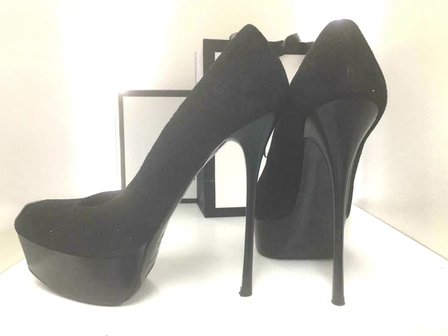 GML 39 40 15cm Lorenzi Metal leather Sexy high heels Black Schwarz ...