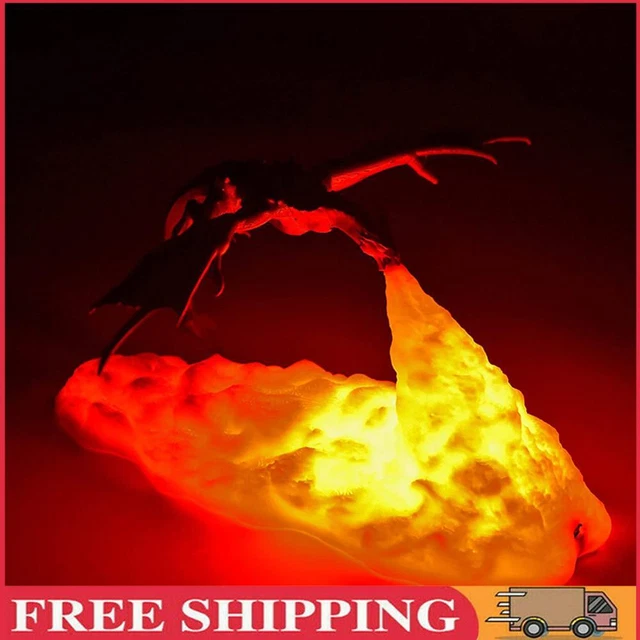 3D PRINTED NIGHT Light USB Charge Fire/Ice Dragon Birthday Gifts (Fire ...