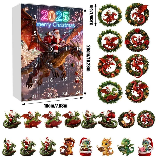 CHRISTMAS COUNTDOWN ADVENT Calendar With Santa Claus Dragon Acrylic ...