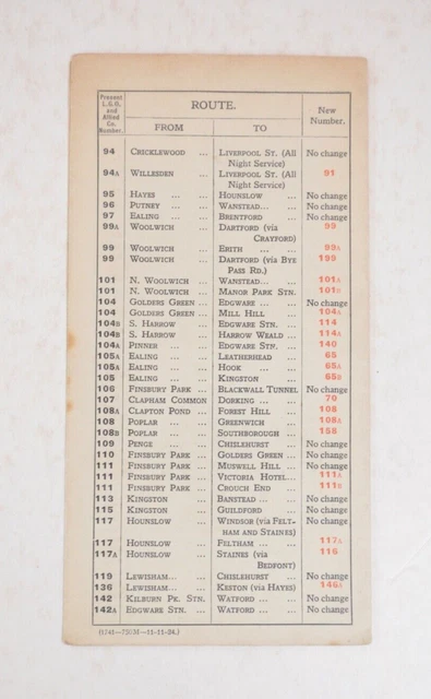 BUS COACH LONDON General Leaflet List of Motor Bus Routes 1st Dec. 1924 ...