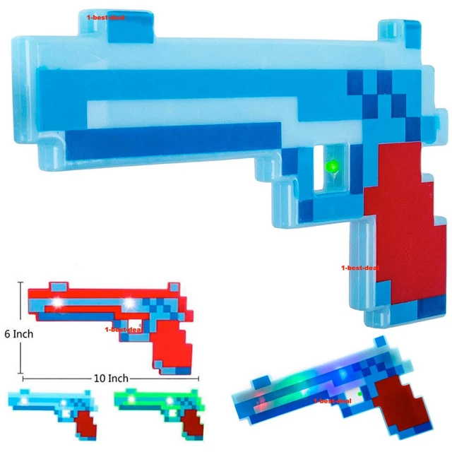 MINECRAFT REVOLVER PISTOL Gun Weapon Toy Glow Light up & Sounds Toys ...