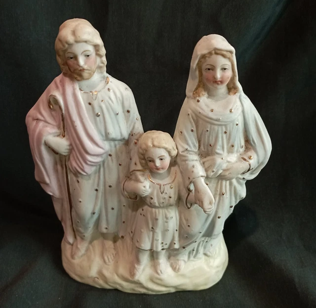 ANCIENNE STATUETTE EN Biscuit Polychrome La Sainte Famille Tbe EUR 25 ...