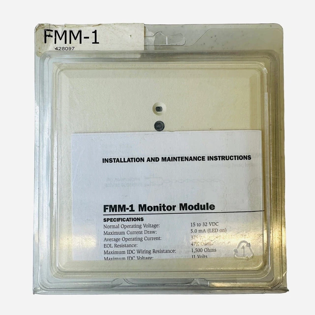 NOTIFIER FMM-1 INTELLIGENT Addressable Monitor Module 428097 15-32VDC ...