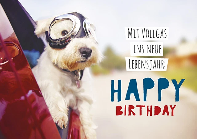 NEUE LEBENSART POSTKARTE Glückwunschkarte, Mit Vollgas... Happy Birth ...