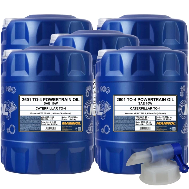 5X MANNOL 20 Litre TO-4 Powertrain Oil SAE 10W huile moteur L'Huile De ...