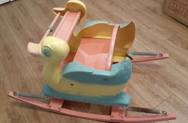 VINTAGE DELPHOS BENDING Spring Loaded Shoofly Duck Ride On Toy Rocker ...