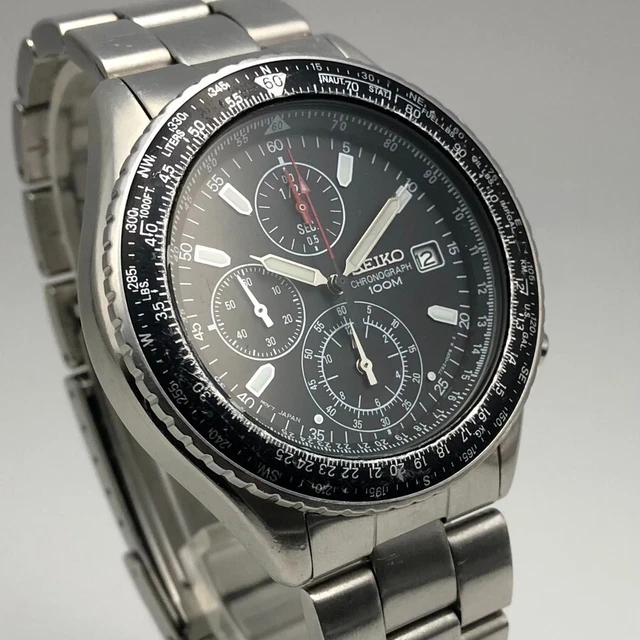 SEIKO FLIGHTMASTER PILOT 7T92-0CF0 Chronograph 100M Quartz Watch Japan ...