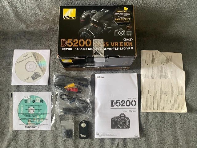NIKON D5200 DSLR Camera Original Box + Manual + Remote Shutter Release + Cables £38.50 - PicClick UK