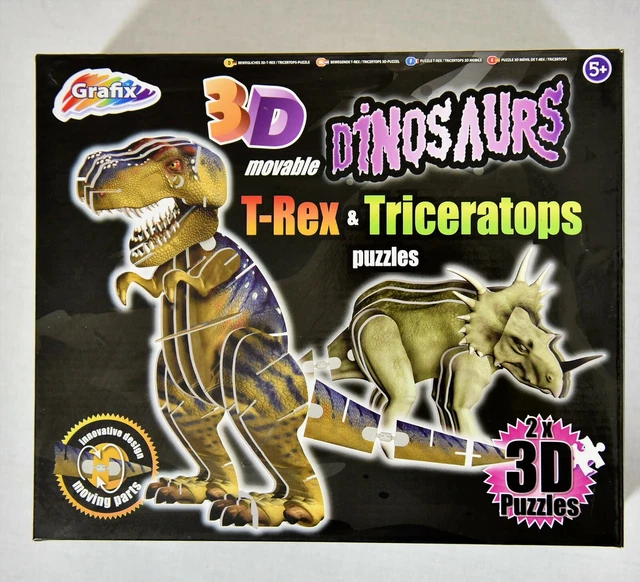 NOUVEAU PUZZLES MOBILES De Dinosaures Grafix 3D T-Rex & Triceratops ...