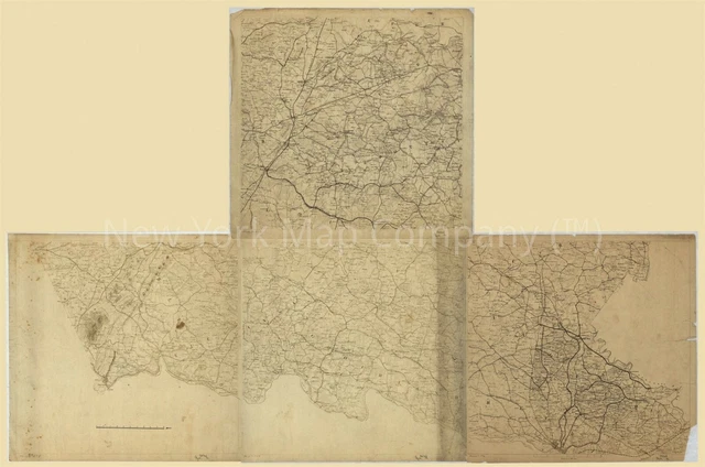 1864 MAP| MAP of parts of Hanover, Goochland, Fluvanna, Albemarle ...