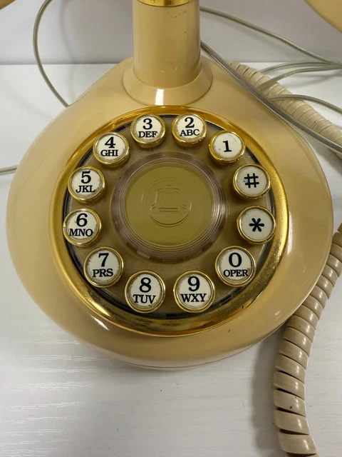 VINTAGE ELECTRIC FRENCH Style Princess Rotary Dial Telephone Beige/Gold ...