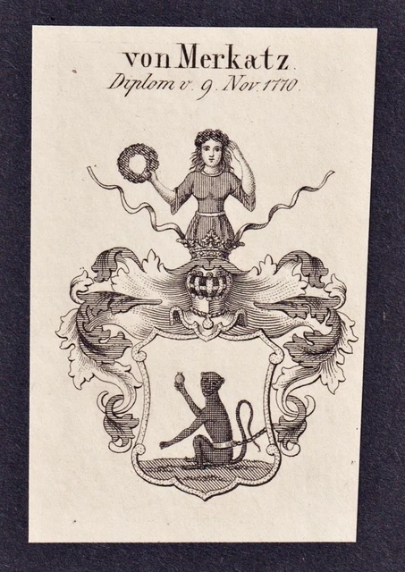 MERKATZ WAPPEN BLASON Héraldiques Généalogie Gravure 1820 314721 EUR 15 ...