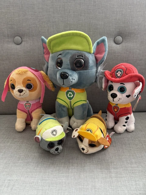 PAW PATROL SKYE Chase Rocky Marshall Rubble Collectible TY Plush Soft ...