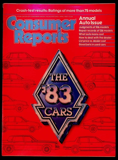 Consumer Reports Magazine April 1983 Vintage Cars Crash Test Annual