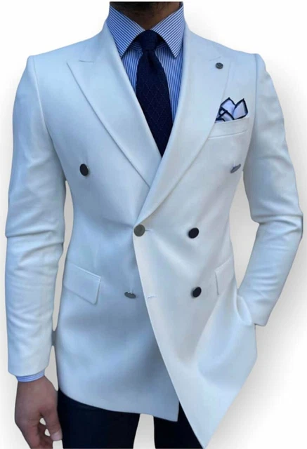 DESIGNER WHITE TWO Rows of Buttons Double Row Jacket Gold Buttons ...