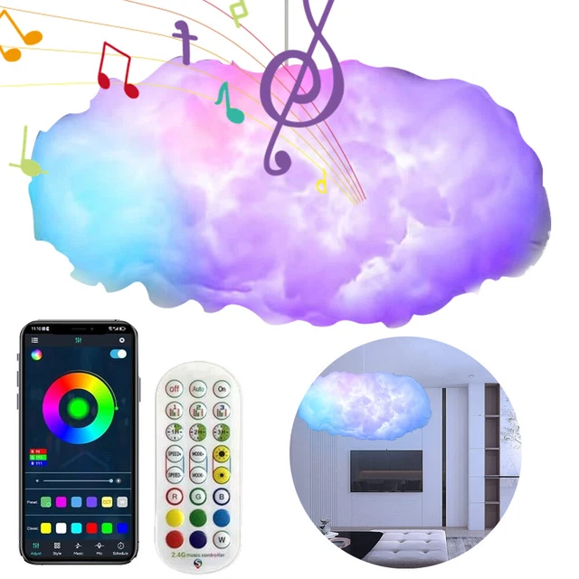 DIY CLOUD LED Light Music Sync RGB Lamp App & Remote Control Bar ...