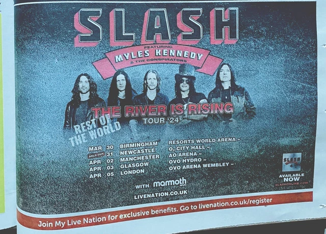 SLASH MYLES KENNEDY River Tour Dates Ad 2024 Newspaper Advert Clipping ...