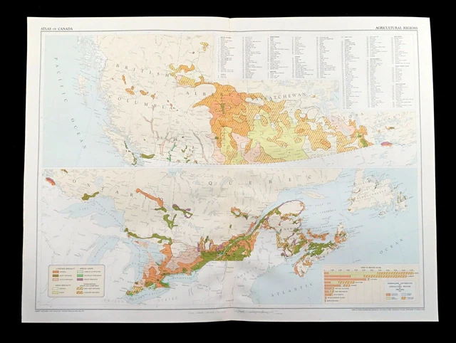 MAP OF CANADA Manufacturing Industry Industrial Regions Large Vintage ...