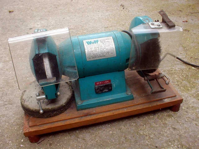 WOLF BENCH GRINDER 240 volts Single Phase Safety Guards - In good ...