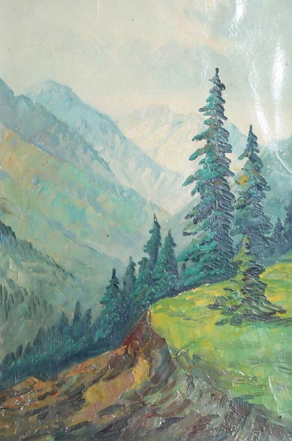 ANCIEN TABLEAU HUILE Paysage De Montagne EUR 155,07 - PicClick FR