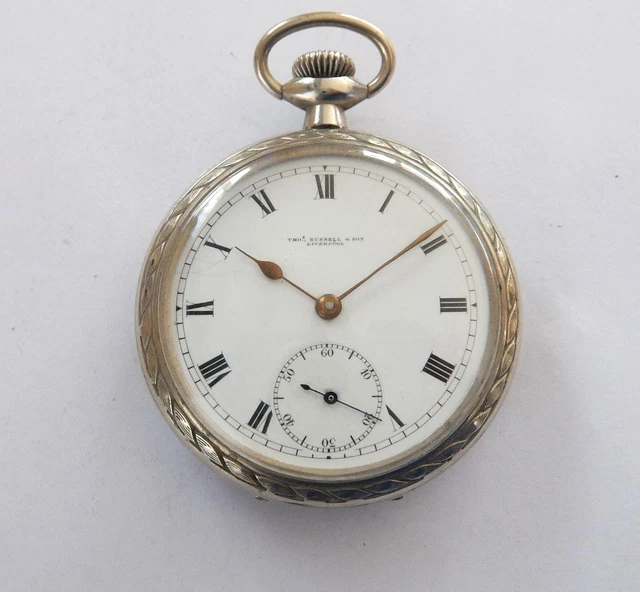 1940'S METAL CASED Lever Military Pocket Watch Thomas Russell Liverpool ...