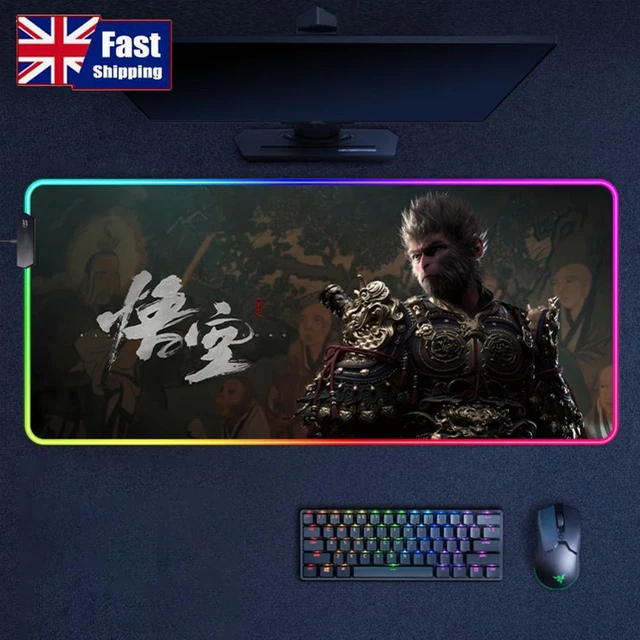 UK BLACK MYTH WuKong RGB Big Mice Mat Large LED Desk Pad Non-Slip Desk ...