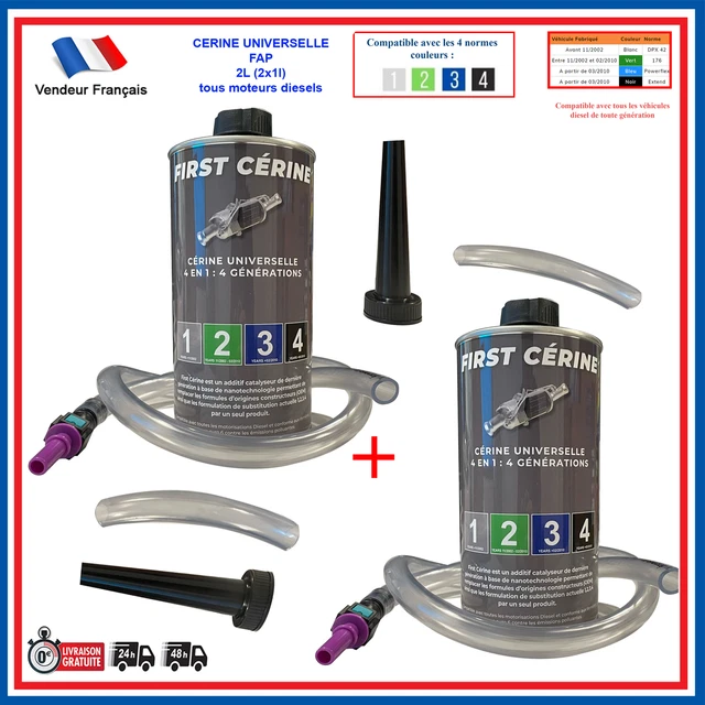 2 LITRES ADDITIF FAP DPF Cerine Universelle 1L - DCI HDI TDCI TDI CDI ...