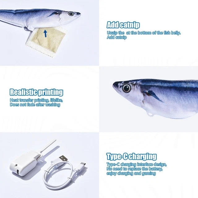 FLOPPING FISH MOVING Cats Toy Interactively for Indoor Cats Kittens ...