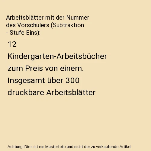 ARBEITSBLÄTTER MIT DER Nummer des Vorschülers (Subtraktion - Stufe Eins): 12 K EUR 11,43 ...