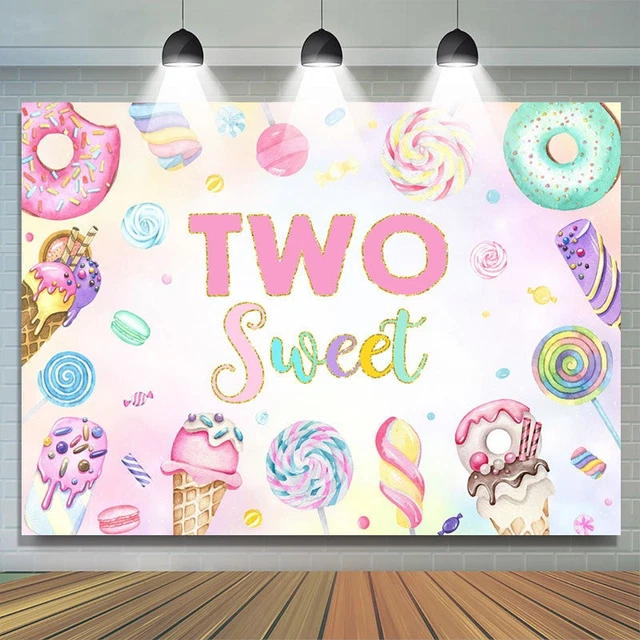 PINK DESSERT AND Candy 2nd Birthday Backdrop For Girl $35.95 - PicClick AU
