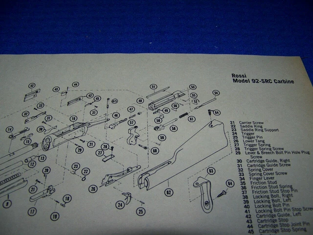 ROSSI 92-SRC CARABINA & Ruger 44 Carabina Magnum..legend/Exploded View ...