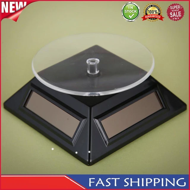 MINI 4 PANELS Solar Powered Turn Table Rotary Jewelry Display Stand ...