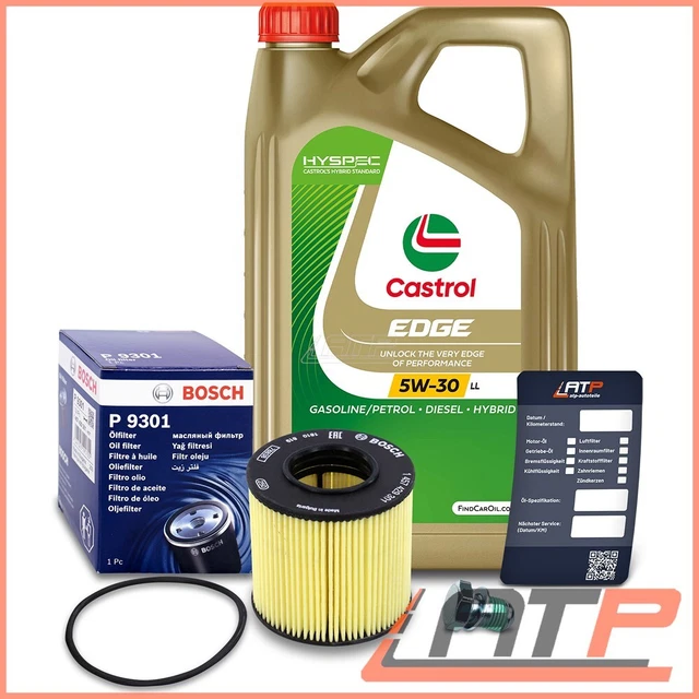 BOSCH OIL FILTER + 5L Castrol Edge Fst 5W-30 Ll For Audi A3 8P 1.4 1.6 03-13 £80.09 - PicClick UK