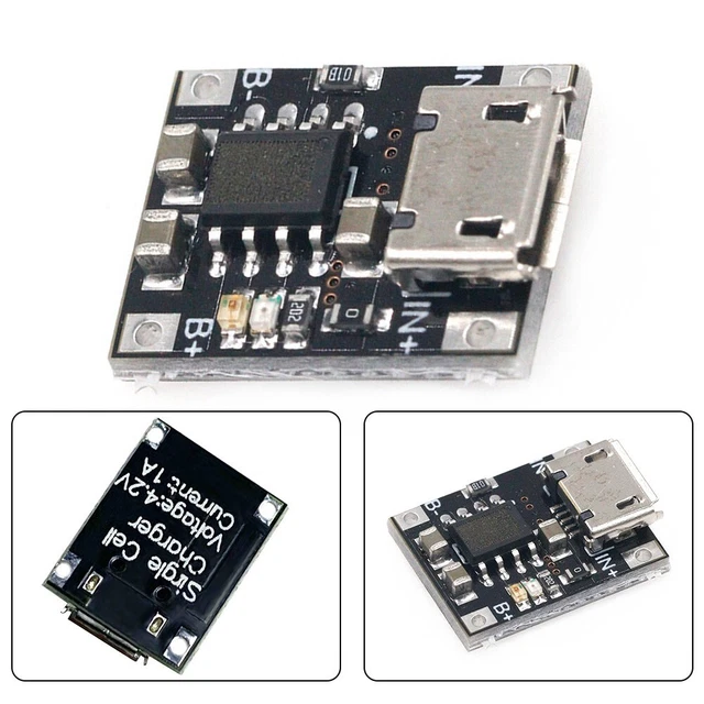 LITHIUM ION BATTERY Charger Module with Micro USB for 1S 37V Cell Lipo ...