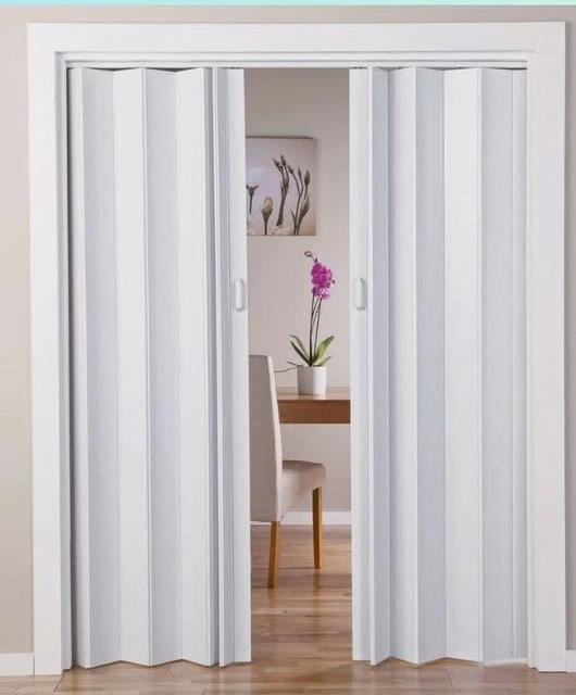 WHITE OAK EFFECT PVC Folding double central opening sliding accordion ...