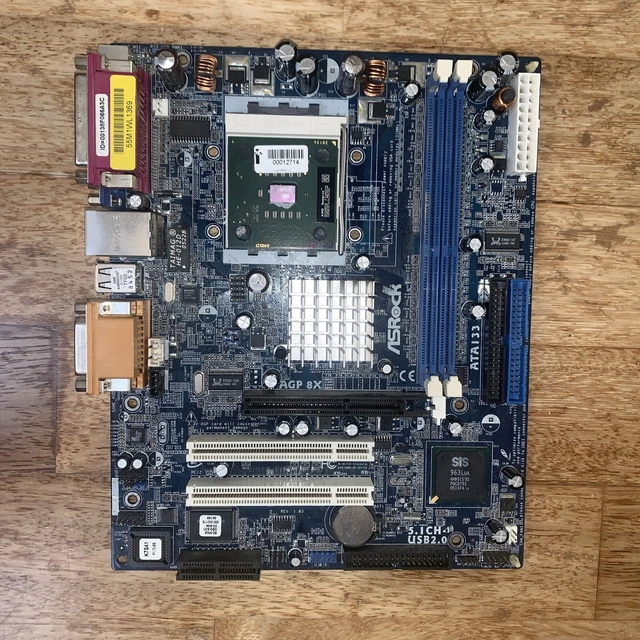 VINTAGE ASROCK SOCKET A K7S41 AGP Motherboard WITH CPU AND COOLER £18. ...