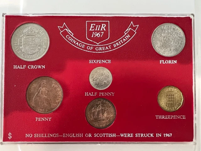 1967 COINAGE OF Great Britain Proof Coin Set 6 Coins Queen Elizabeth ...