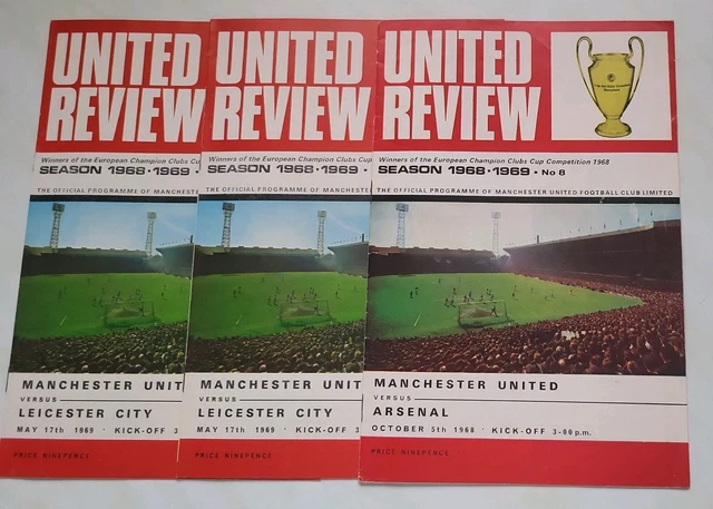 MANCHESTER UNITED REVIEW Programmes 1968/1969 Preowned. Good Condition ...