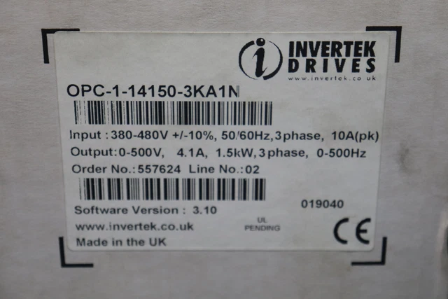 INVERTEK DRIVES OPC-1-14150-3KA1N Optidrive 1.5kW 500Hz Unused OVP ...