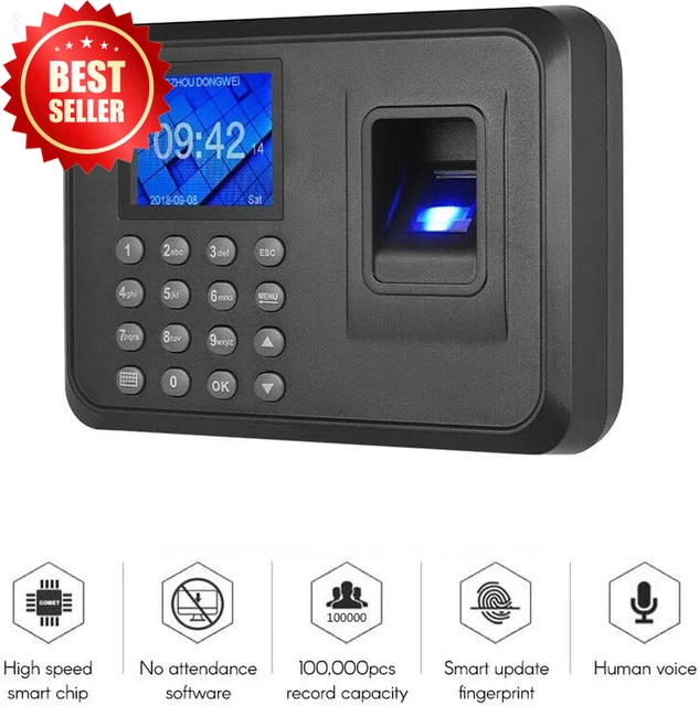 BIOMETRIC FINGERPRINT PASSWORD Attendance Machine Employee Check-In ...