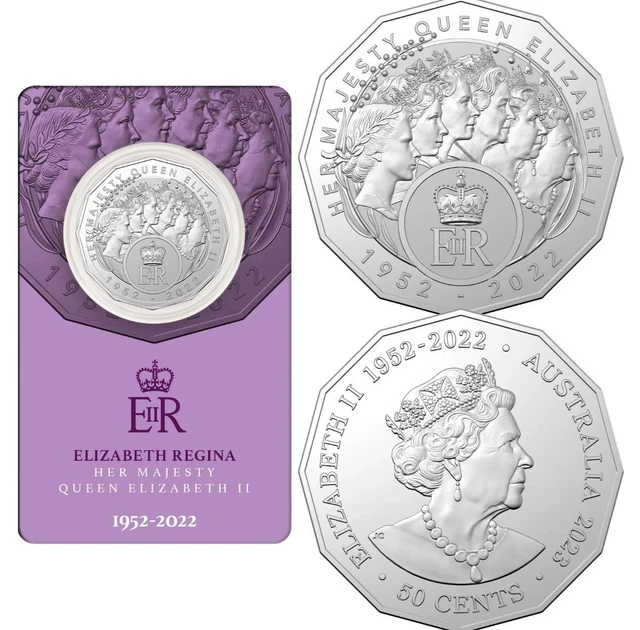 2023 50 CENT Queen Elizabeth II Regina Coin Card. RAM 1952-2022 ...