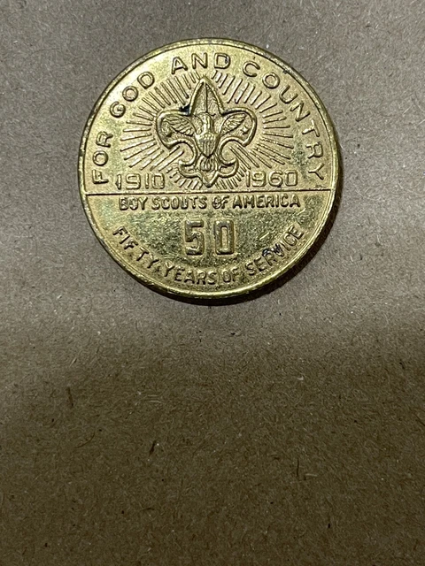 VINTAGE BSA BOY Scouts 1960 50 Years of Service Coin Token Scout Oath ...