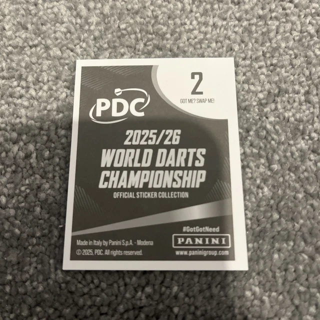 PDC WORLD DARTS Championship 2026 Panini Stickers 2025/2026 - #002 £1.17 - PicClick UK