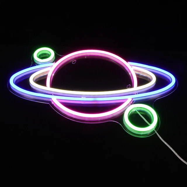 LIGHT UP SPACE Sign Led Neon Night Lamp Planet Neon Sign Planets Neon ...