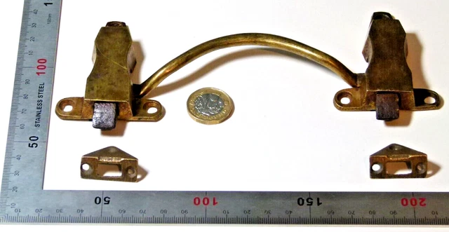 ANTIQUE GEORGIAN BRASS Double Banjo Table Catch Tilt Top With Keeps £49 ...