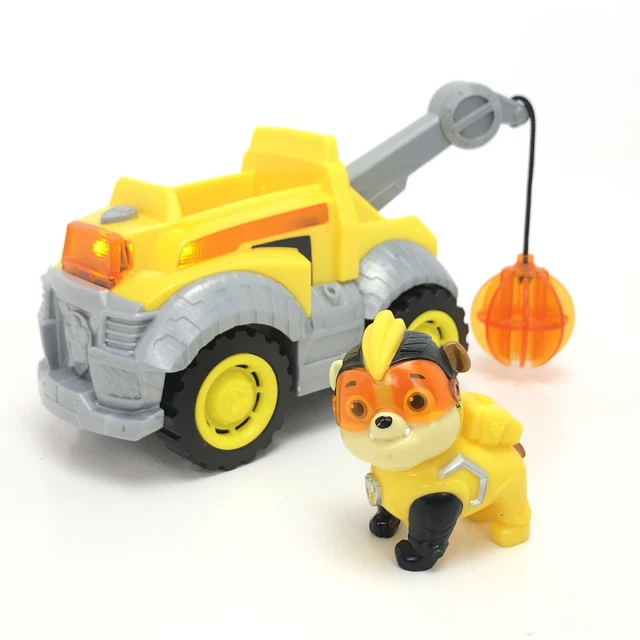 RARE PAW PATROL Mighty Pups Rubble Super Paws Deluxe Vehicle w/ Lights ...