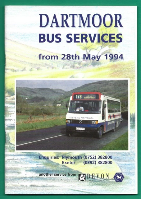 DARTMOOR BUS SERVICES timetables map & guide 28.5.94 £1.40 - PicClick UK