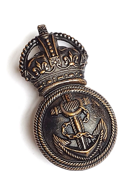 WW1 ROYAL NAVAL Division Chief Petty Officer's Cap Badge KC Blackened ...